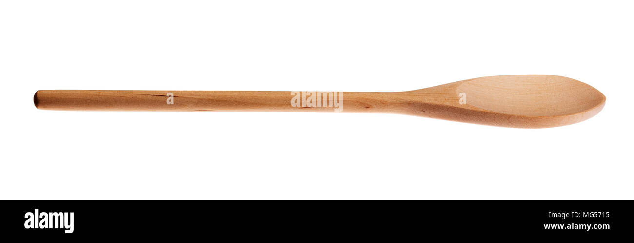 Wooden spoon side view isolated on white background. High resolution ...