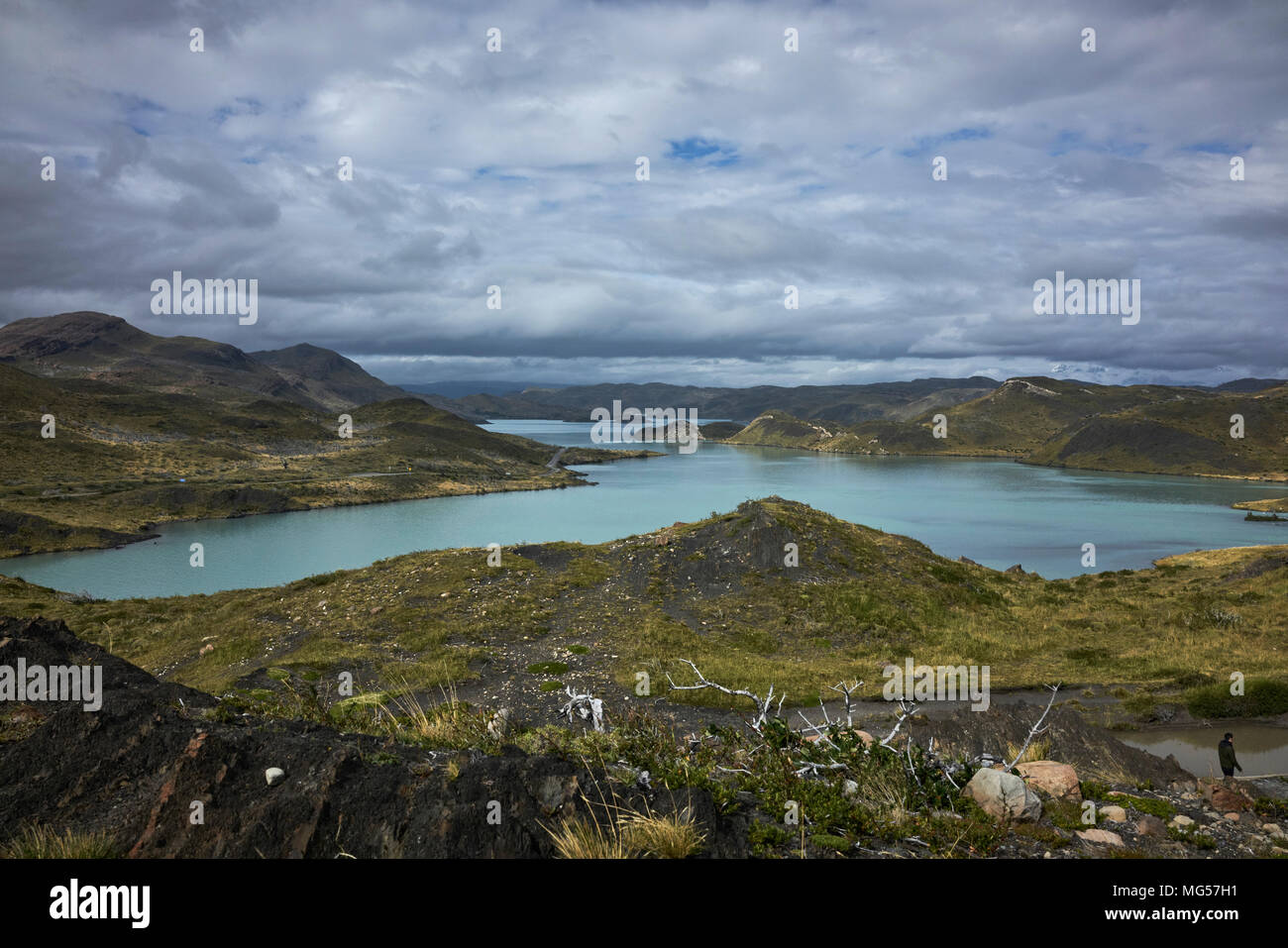 Tranquil lake at the Torres del Paine National Park, Patagonia, Chile ...