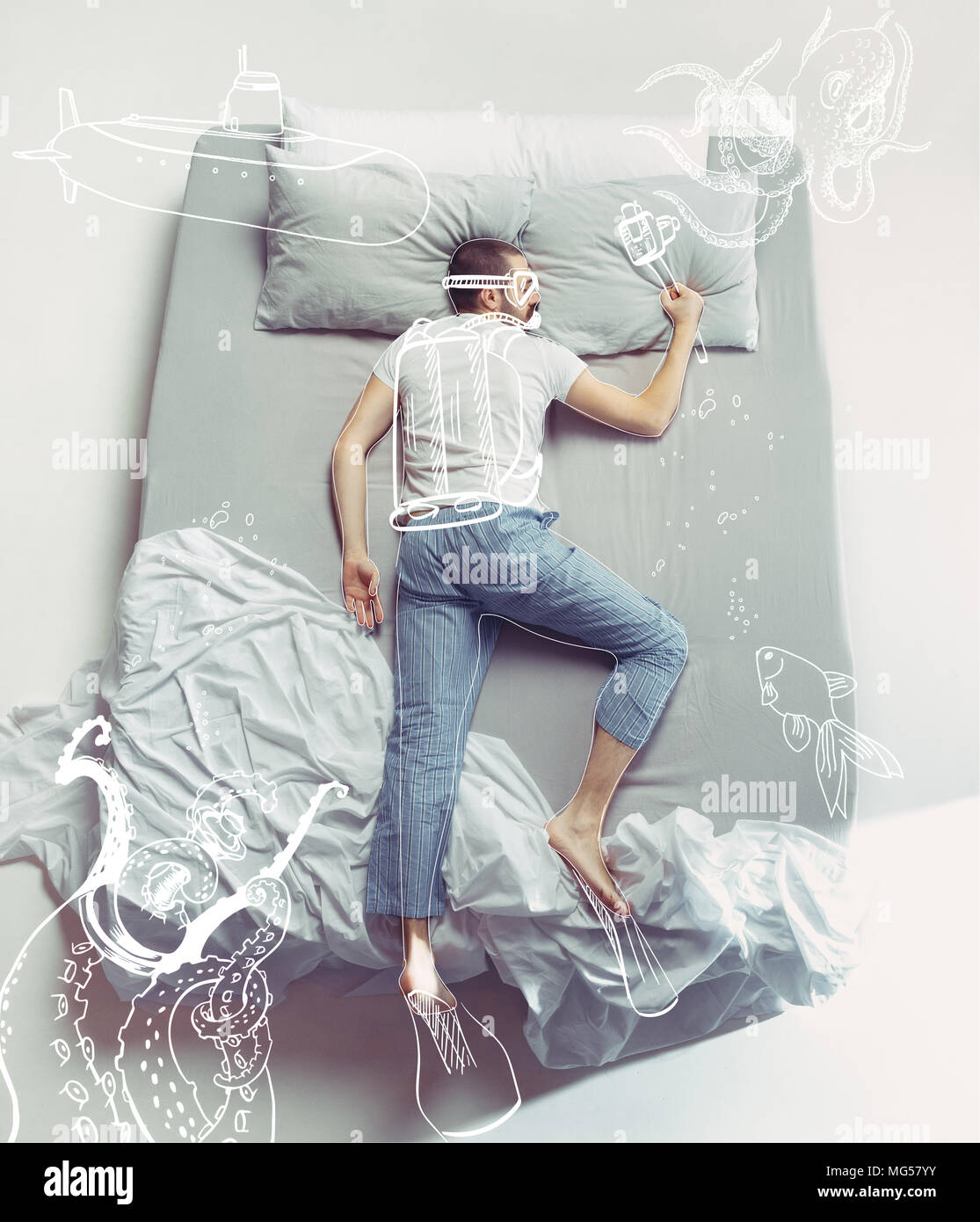 Man dreaming bed conceptual hi-res stock photography and images - Alamy