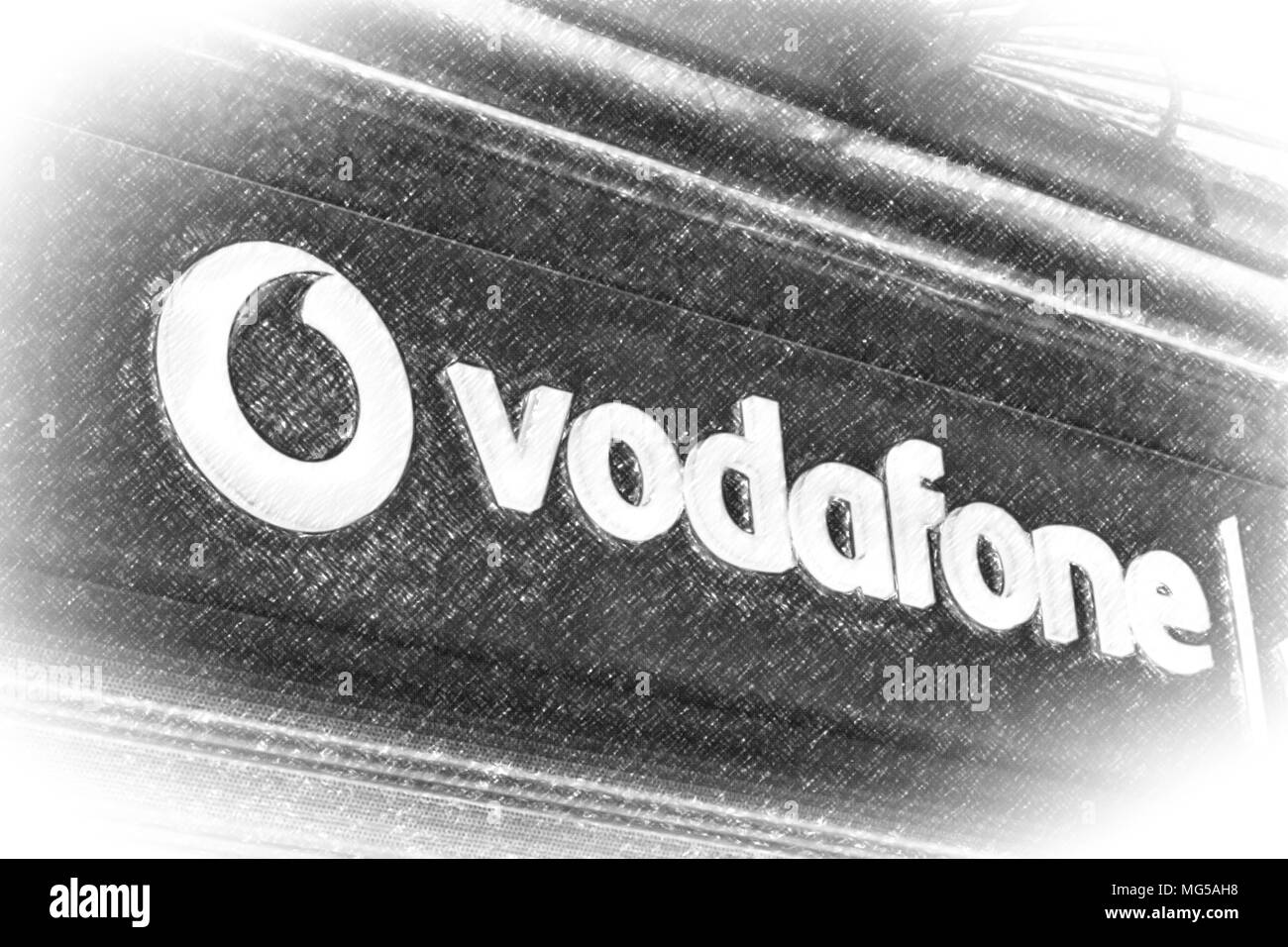 Vodafone logo Black and White Stock Photos & Images - Alamy