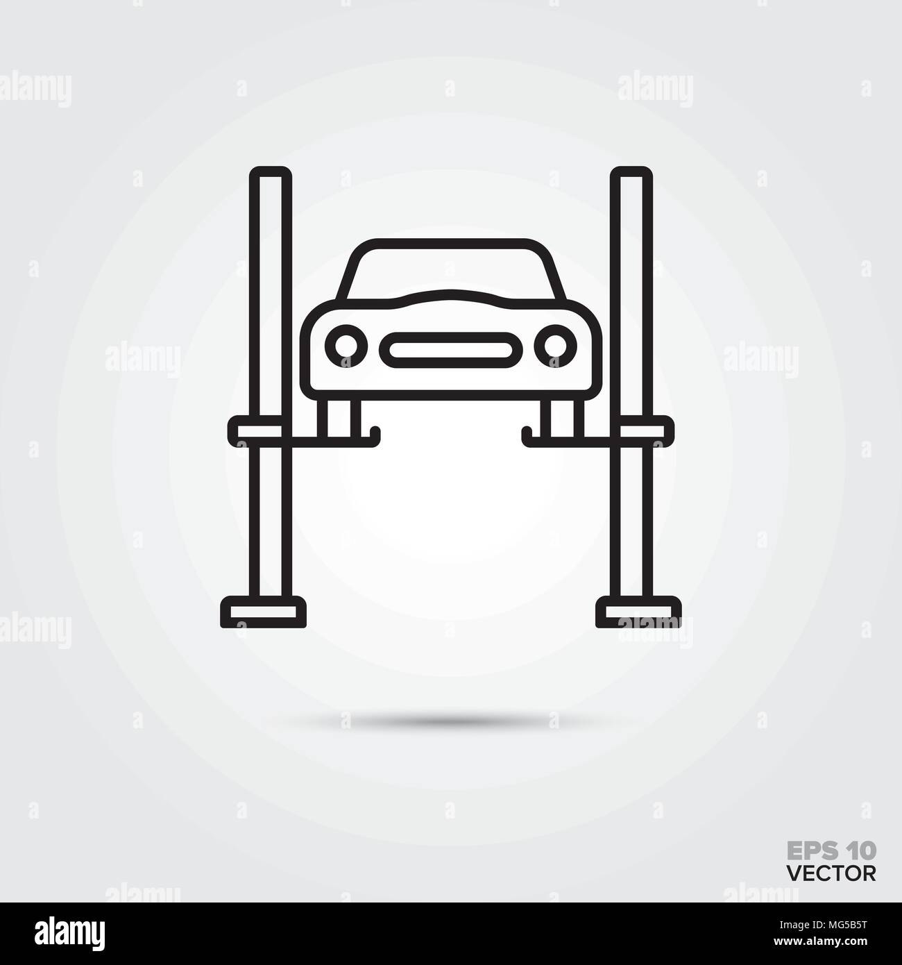 Hydraulic ramp with car vector icon. Automotive parts, repair and ...