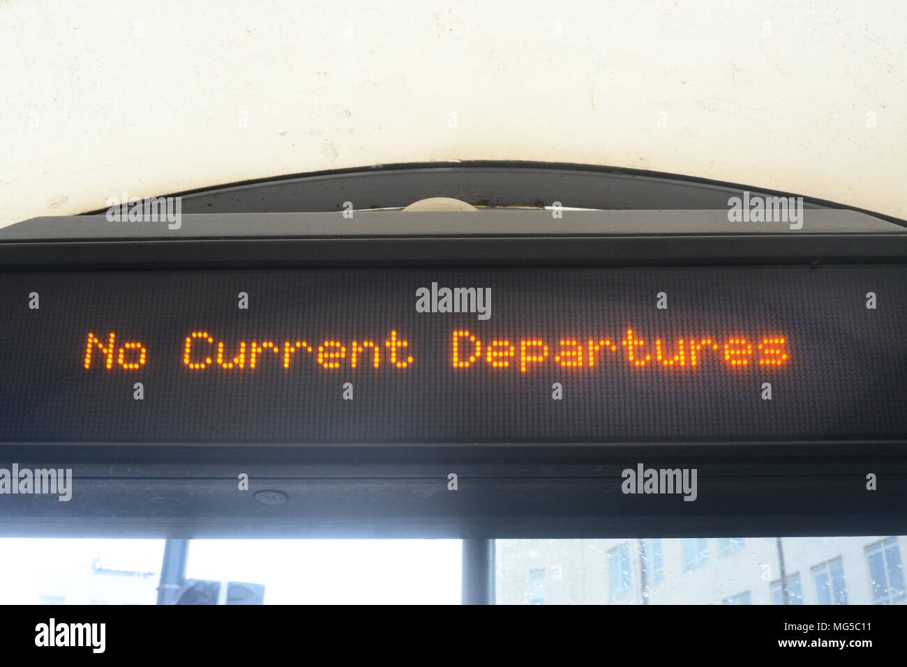 warning sign of no current departures at closed bus stop leeds ...