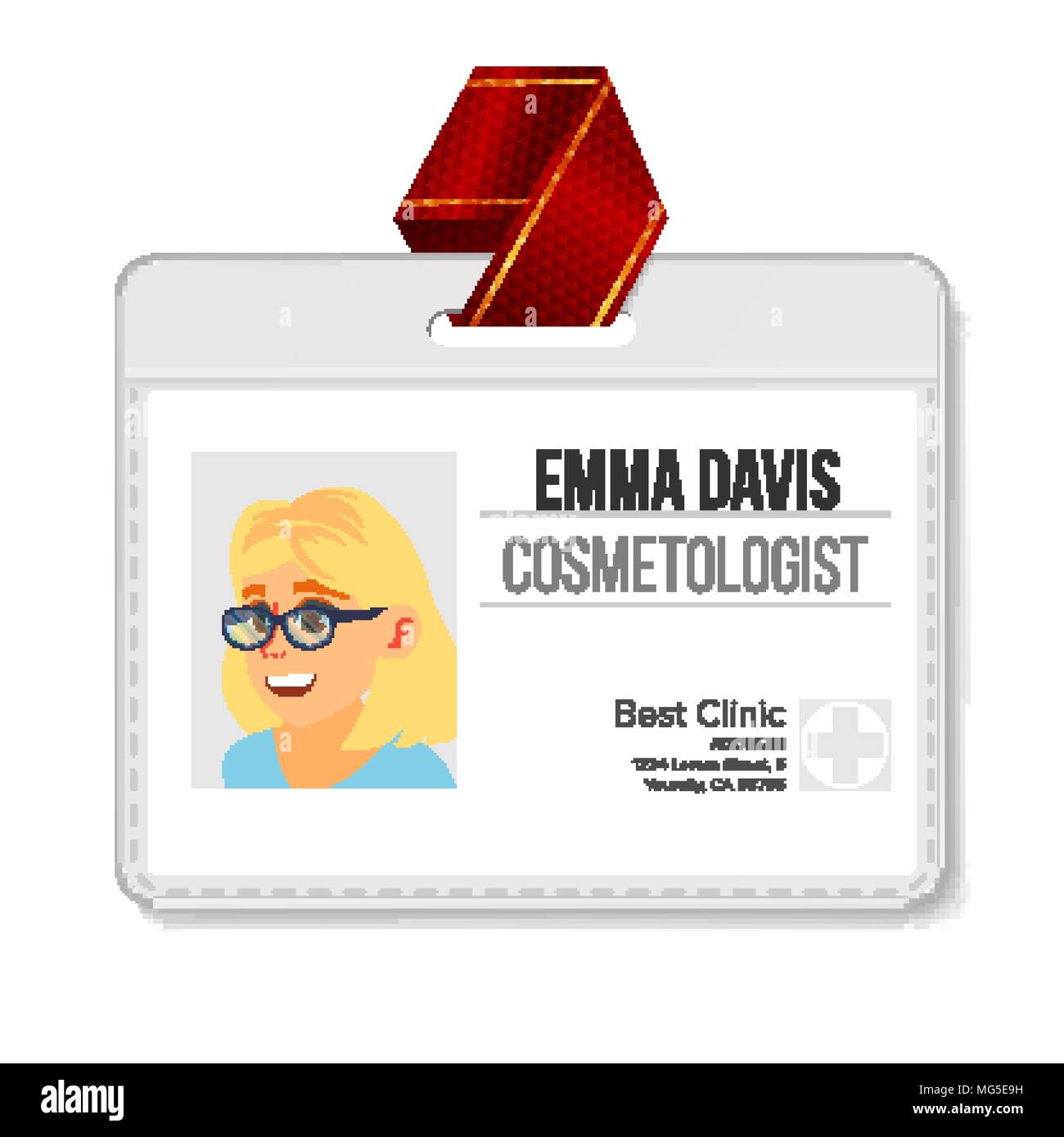 Cosmetologist Identification Badge Vector. Woman. Name Tag Template ...