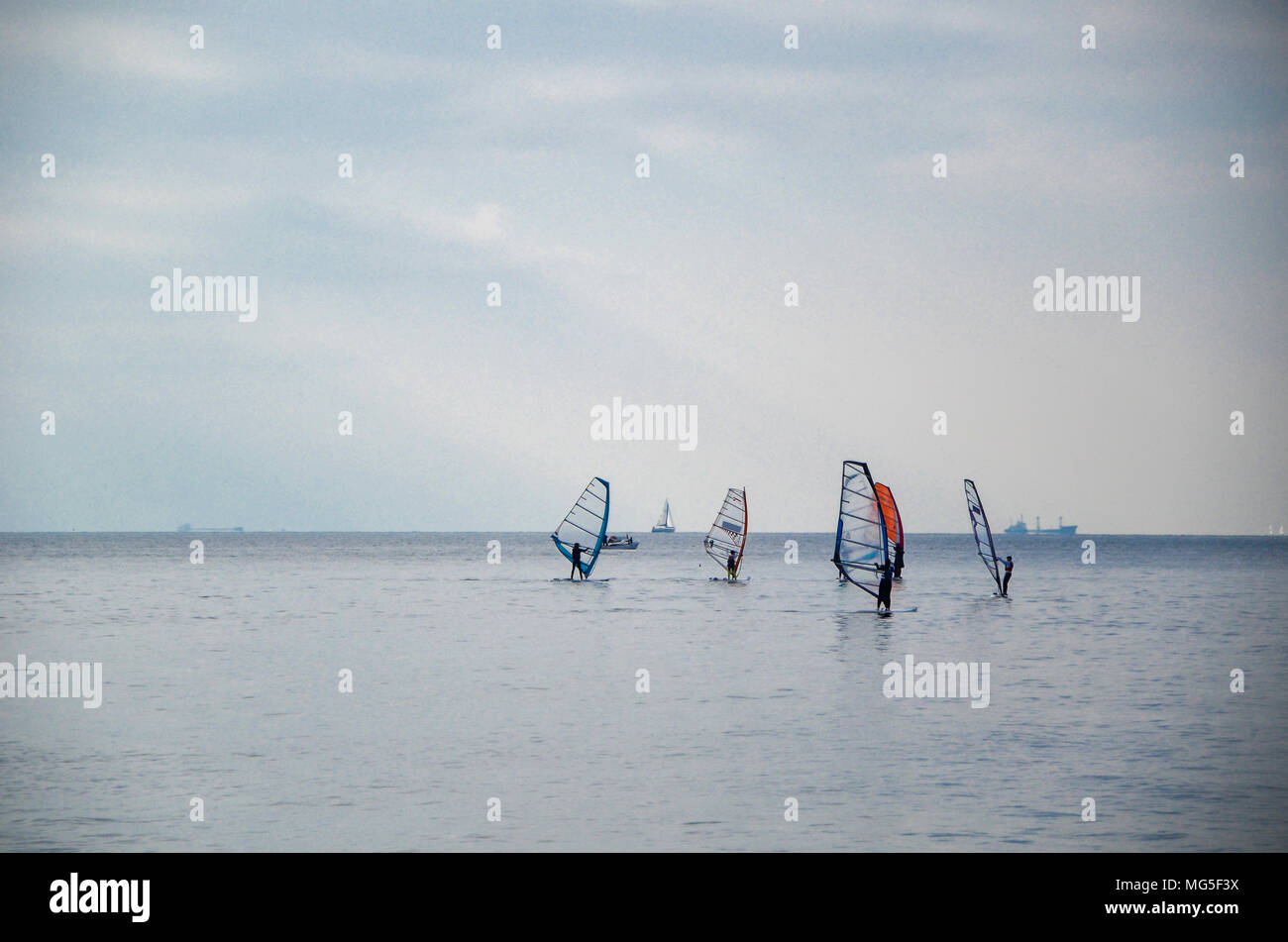 Sailing boats on the sea,sailing sport, wind power, competition Stock ...