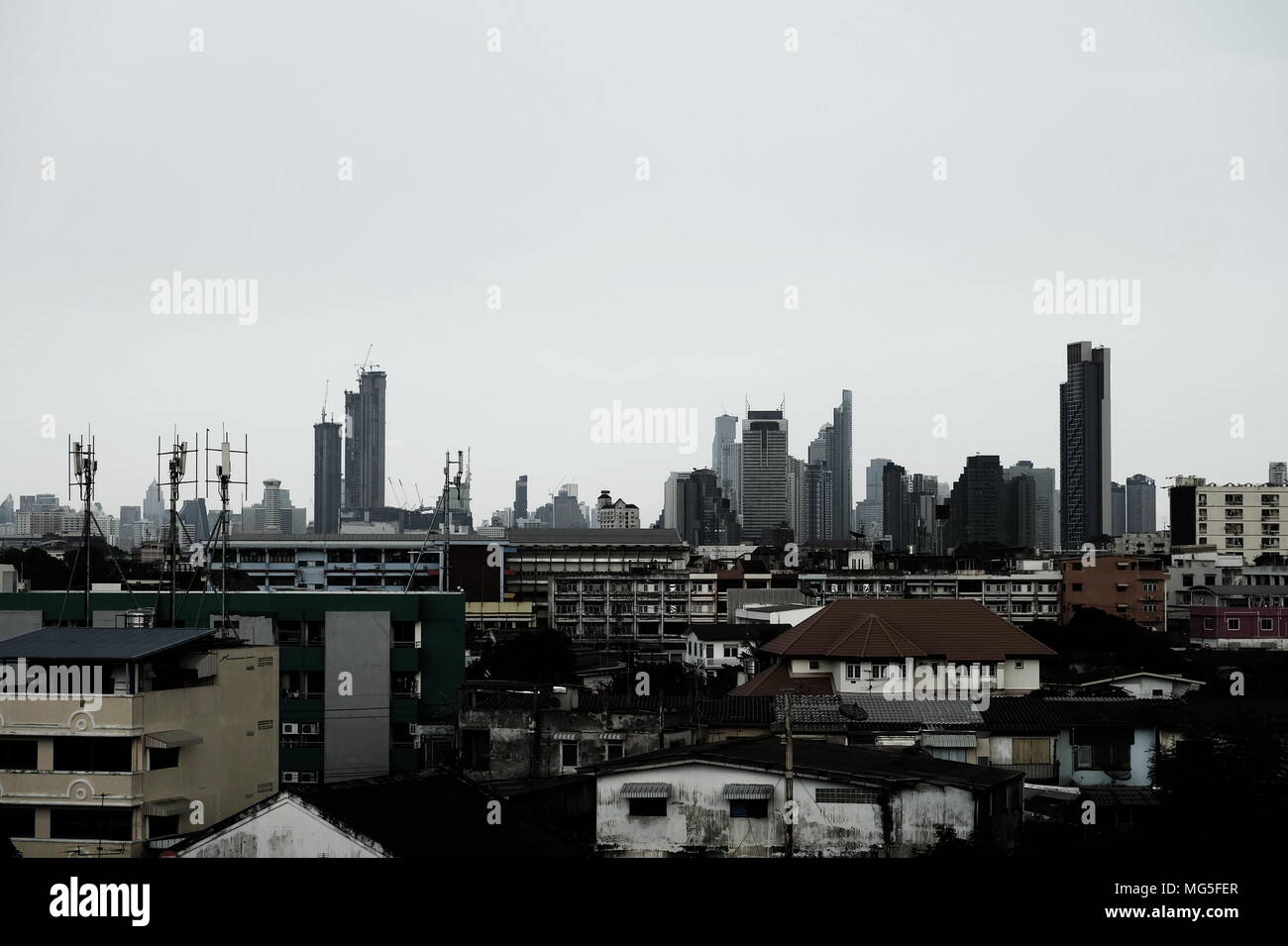 Scenery of Bangkok Cityscape From Golden Mountain Temple, Bangkok is ...