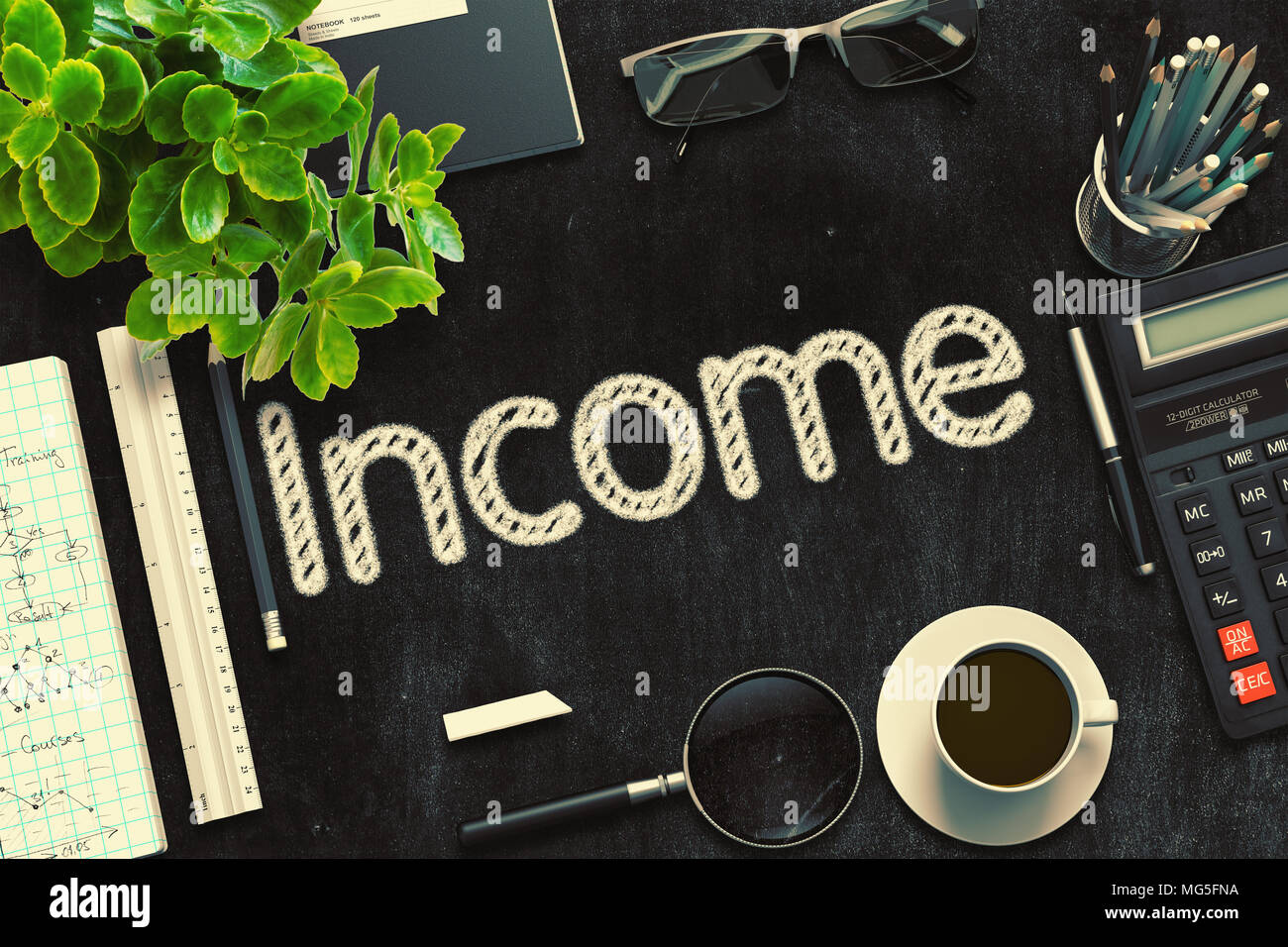 Income Concept on Black Chalkboard. 3D Rendering Stock Photo - Alamy