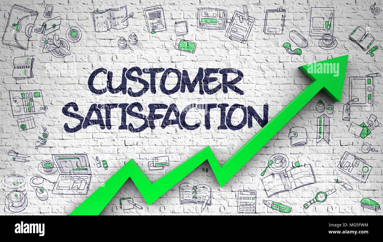 Customer Satisfaction Drawn on White Brick Wall Stock Photo - Alamy