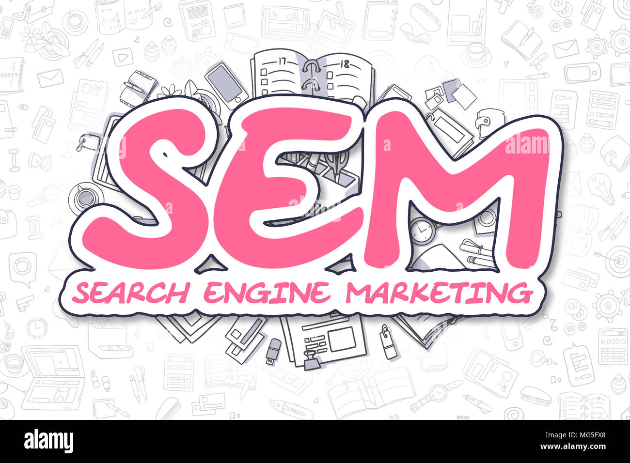 Sem - Cartoon Magenta Word. Business Concept Stock Photo - Alamy