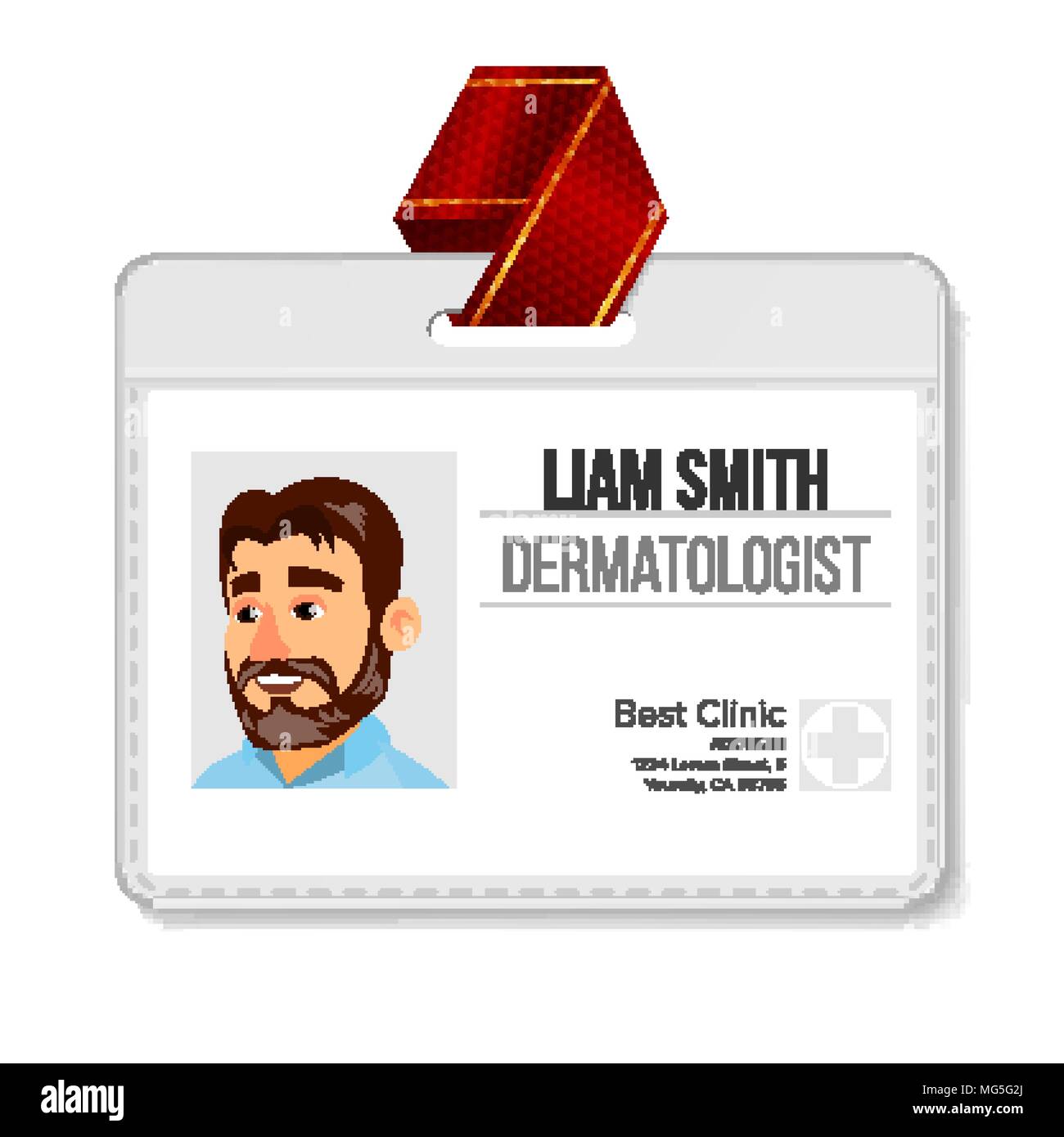 Dermatologist Identification Badge Vector. Man. Plastic Blank. Hospital ...