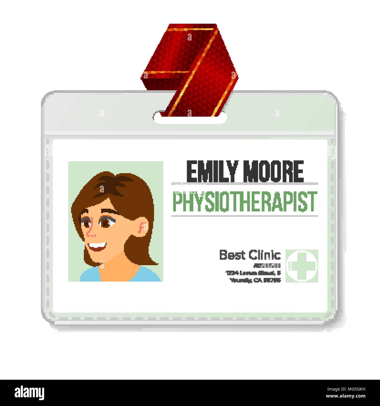 Physiotherapist Identification Badge Vector. Woman. Id Card Blank ...