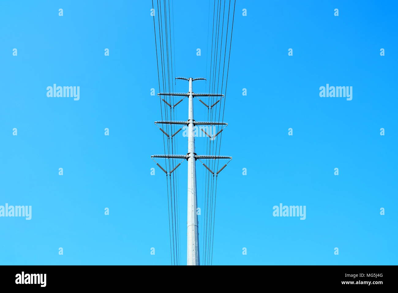 Big Electric Pole with Blue Sky Stock Photo - Alamy