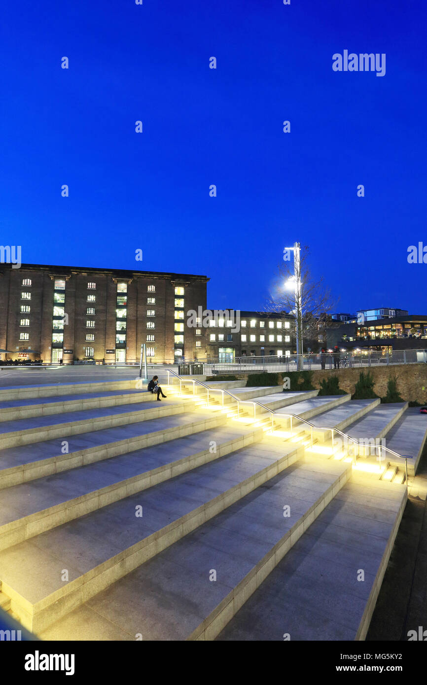 The steps by Granary Square, leading down to Regents Canal, at Kings ...