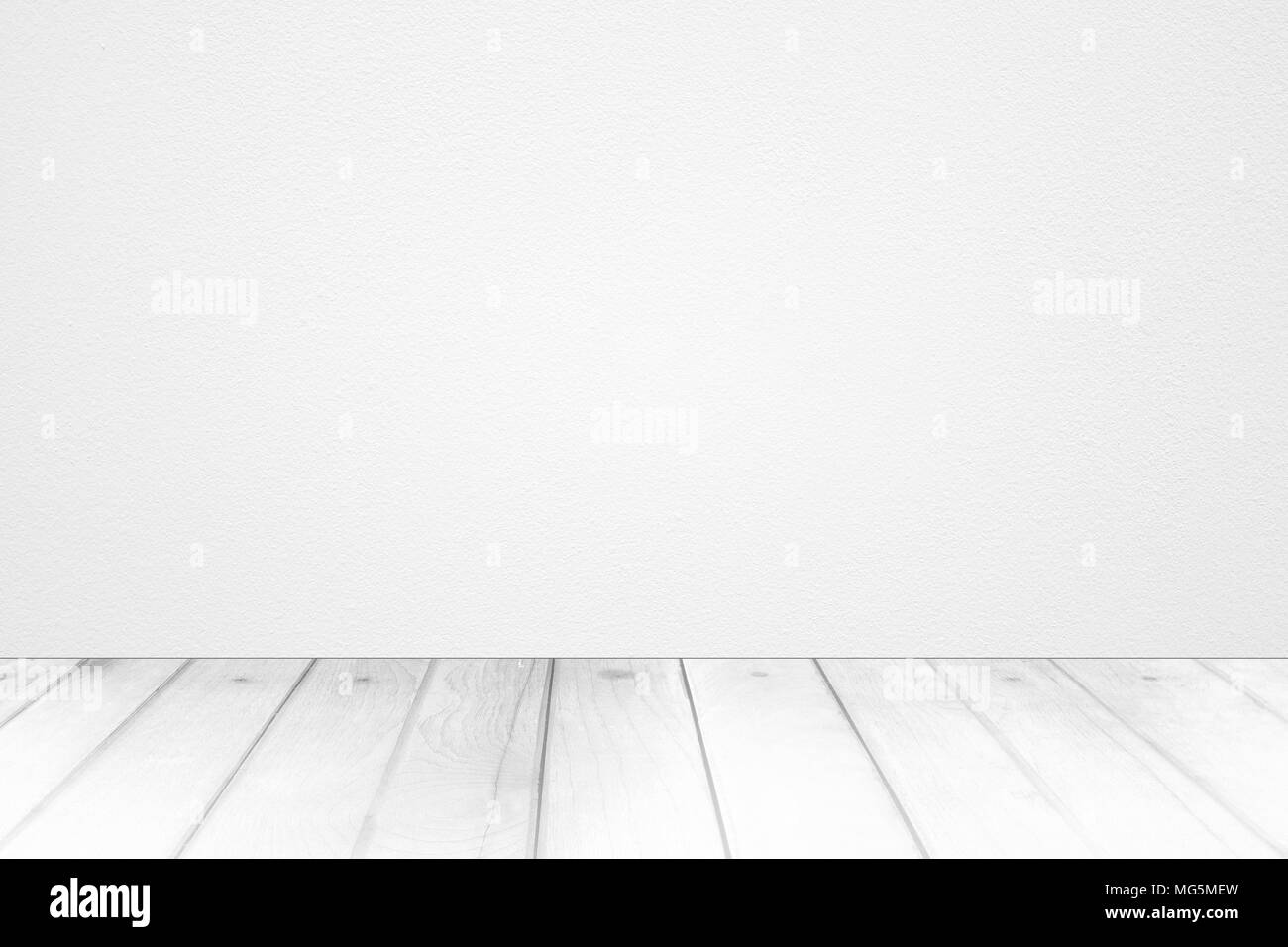 Abstract White Concrete Room Background with White Wooden Pavement ...