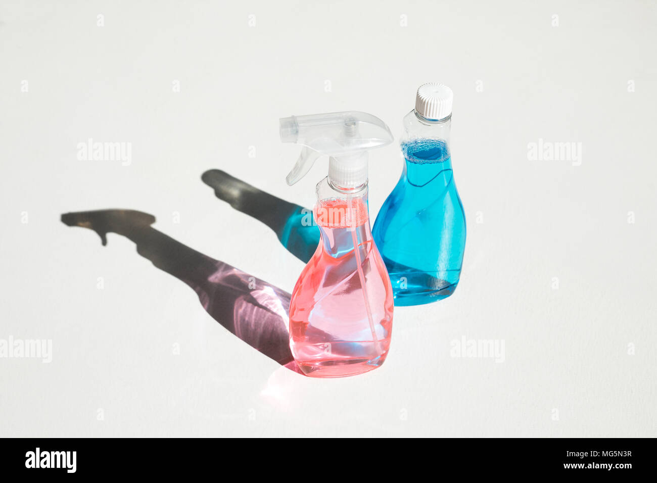 plastic bottles of cleaning fluids Stock Photo - Alamy