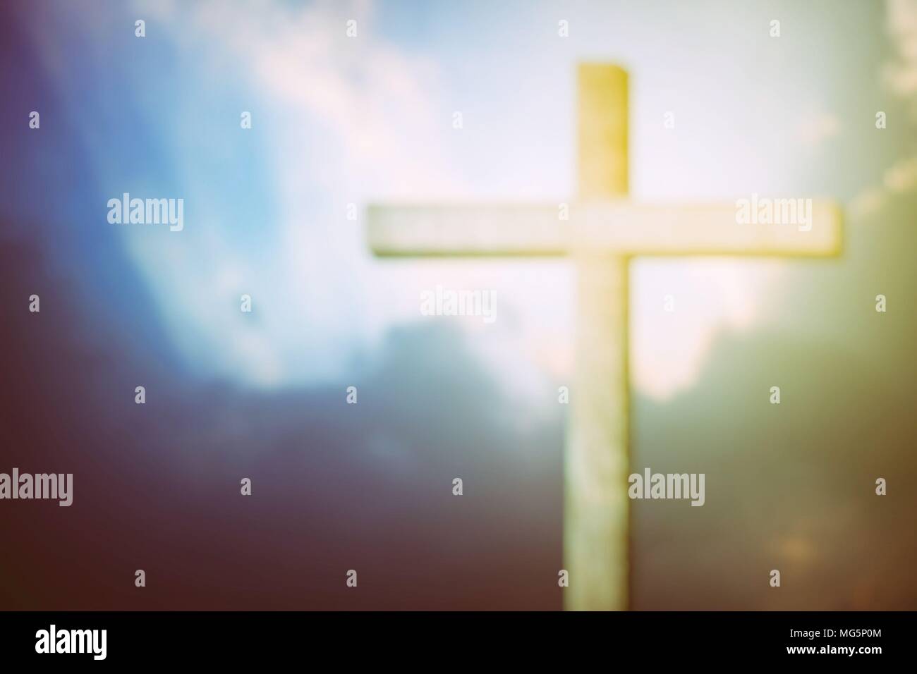 Blurred Christ Cross with Light Leak Background, Suitable for Religion ...