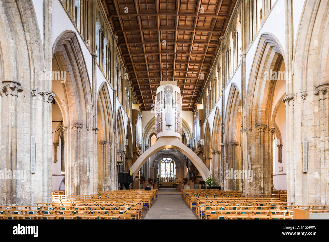 The nave of Llandaff Cathedral / Eglwys Gadeiriol Llandaf, Cardiff, a ...
