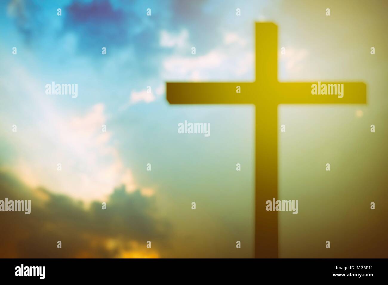 Blurred Christ Cross with Light Leak Background, Suitable for Religion ...