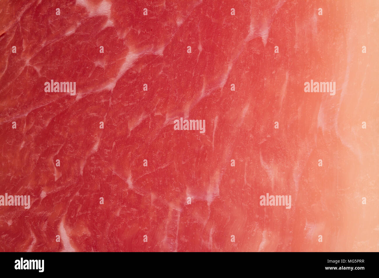 top view closeup detail of red slice texture of smoked pork loin ham ...