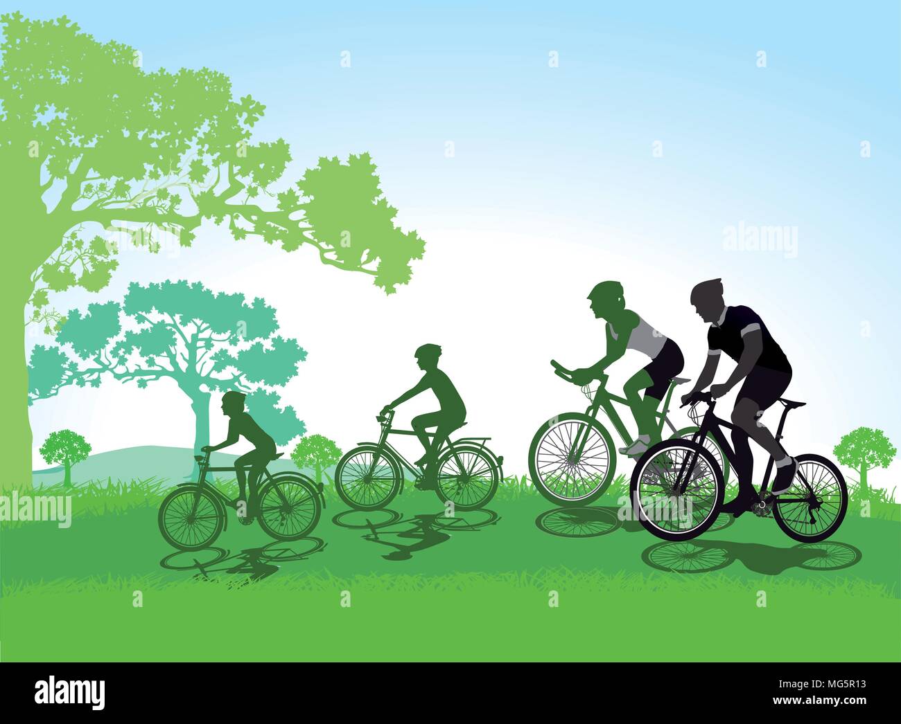 Family Bike Ride Clipart