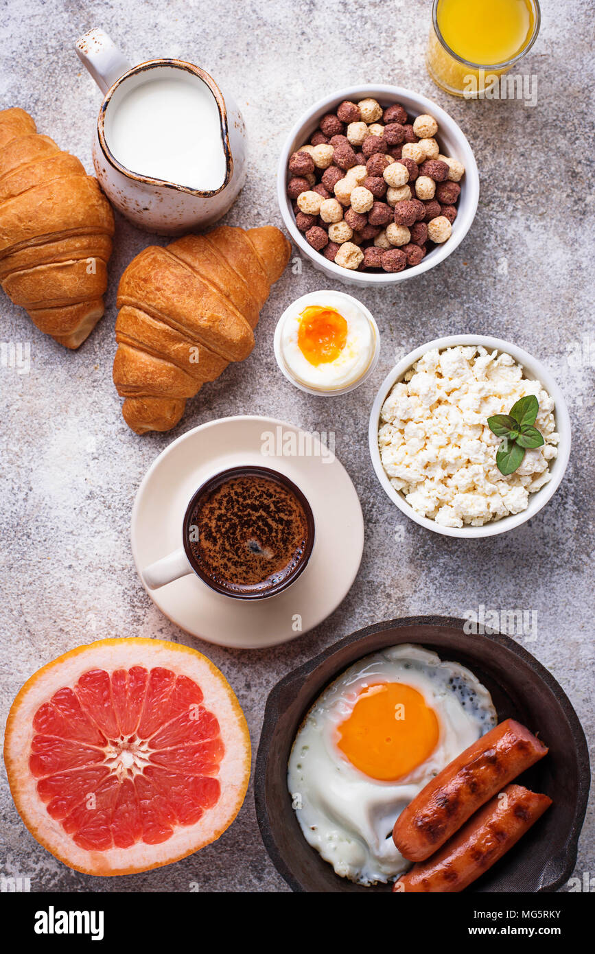 Set of various healthy breakfast. Top view Stock Photo - Alamy