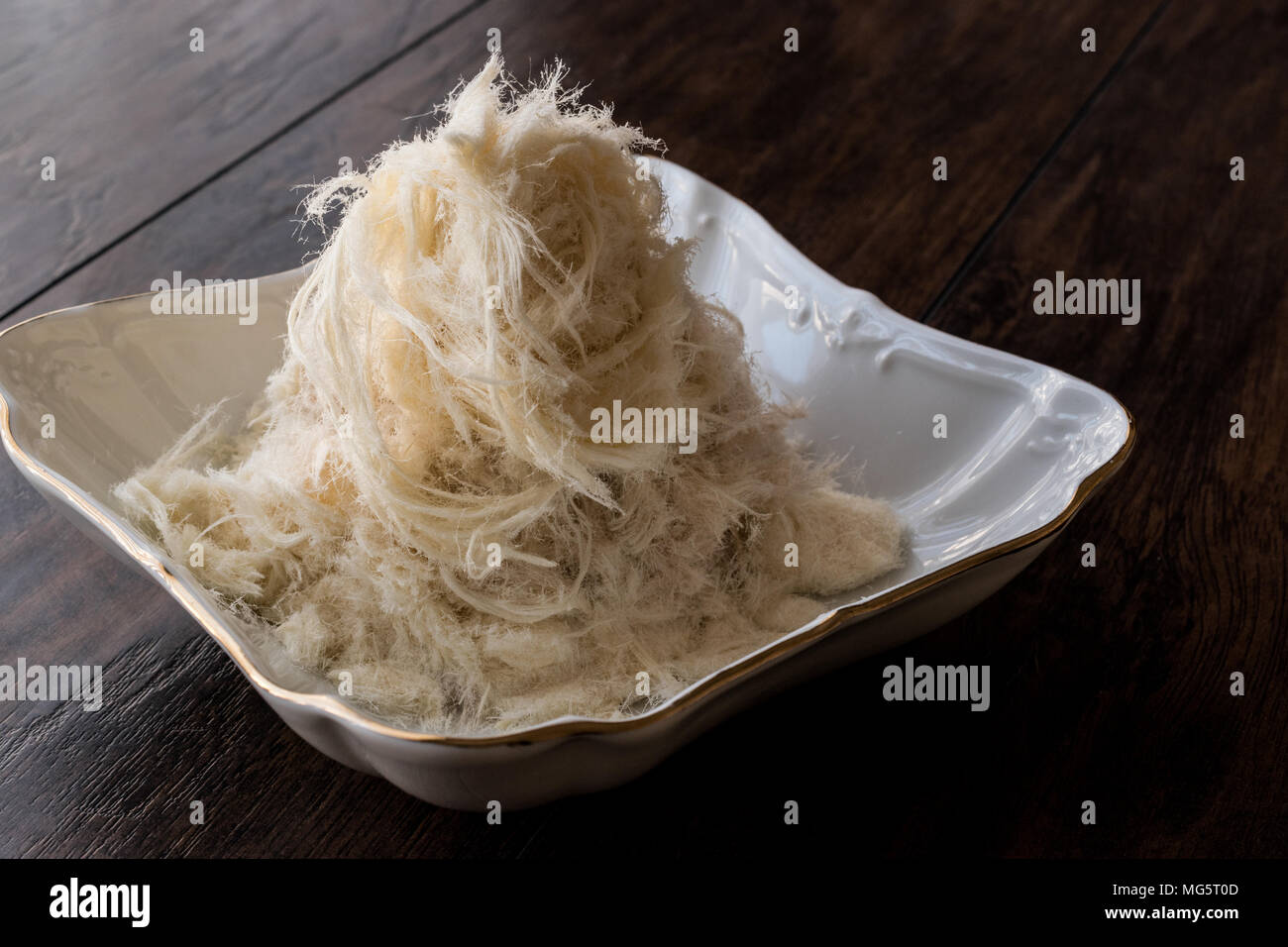 Pismaniye is a Turkish sweet in fine strands made by blending flour ...