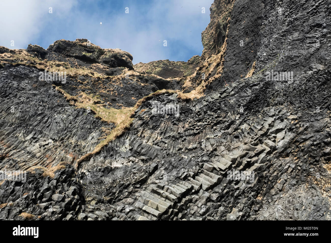Reynisfjara, South Iceland. The black sand beach is a famous tourist ...