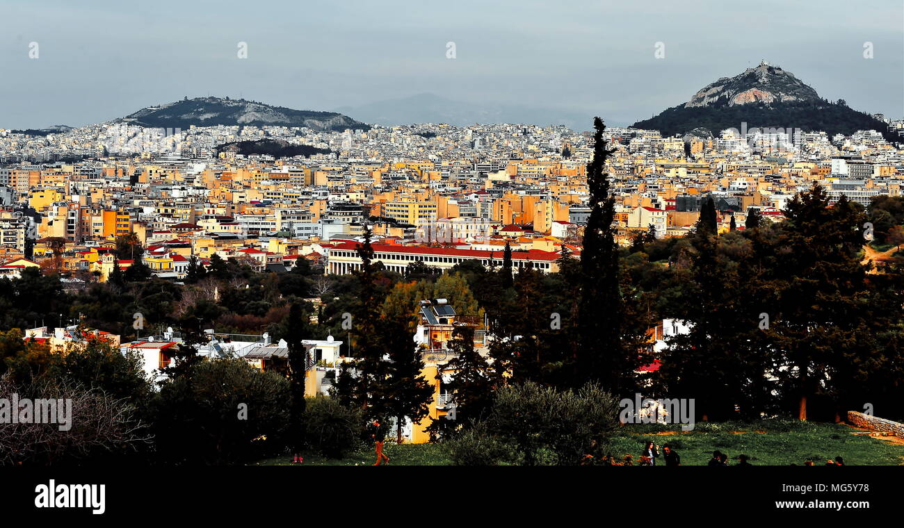 Panorama of Athens city center, Greece Stock Photo - Alamy
