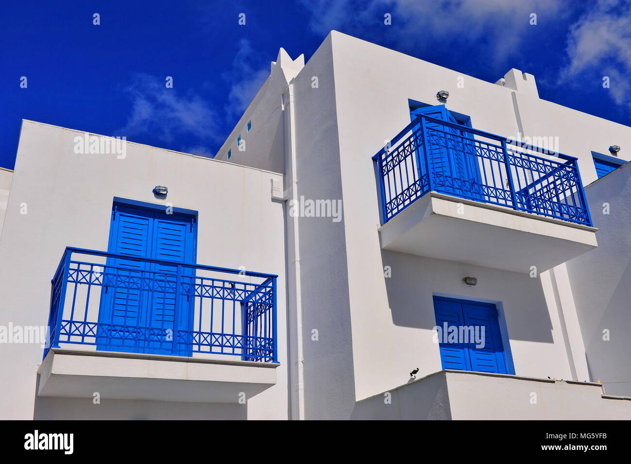 Facade of traditional greek house, Naxos island Stock Photo - Alamy