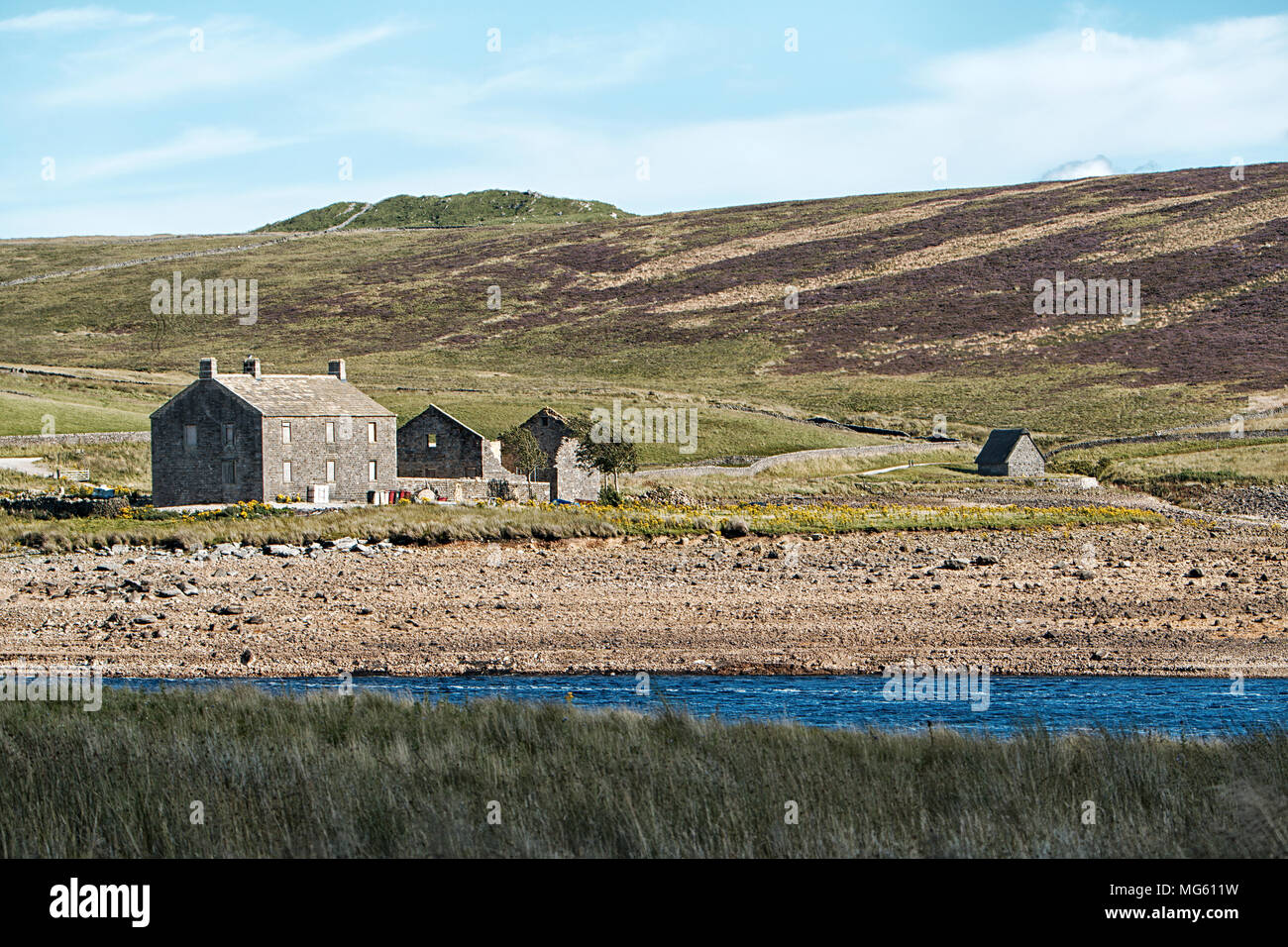 Grimwith house and High Laithe barn overlooking Grimwith reservoir ...