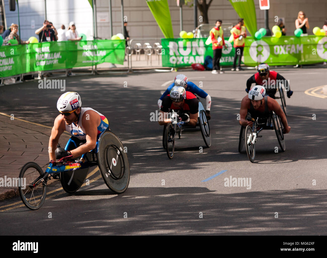 Kurt Fearnley, Marcel Hug, Jordi Madera and Joshua George competing in ...