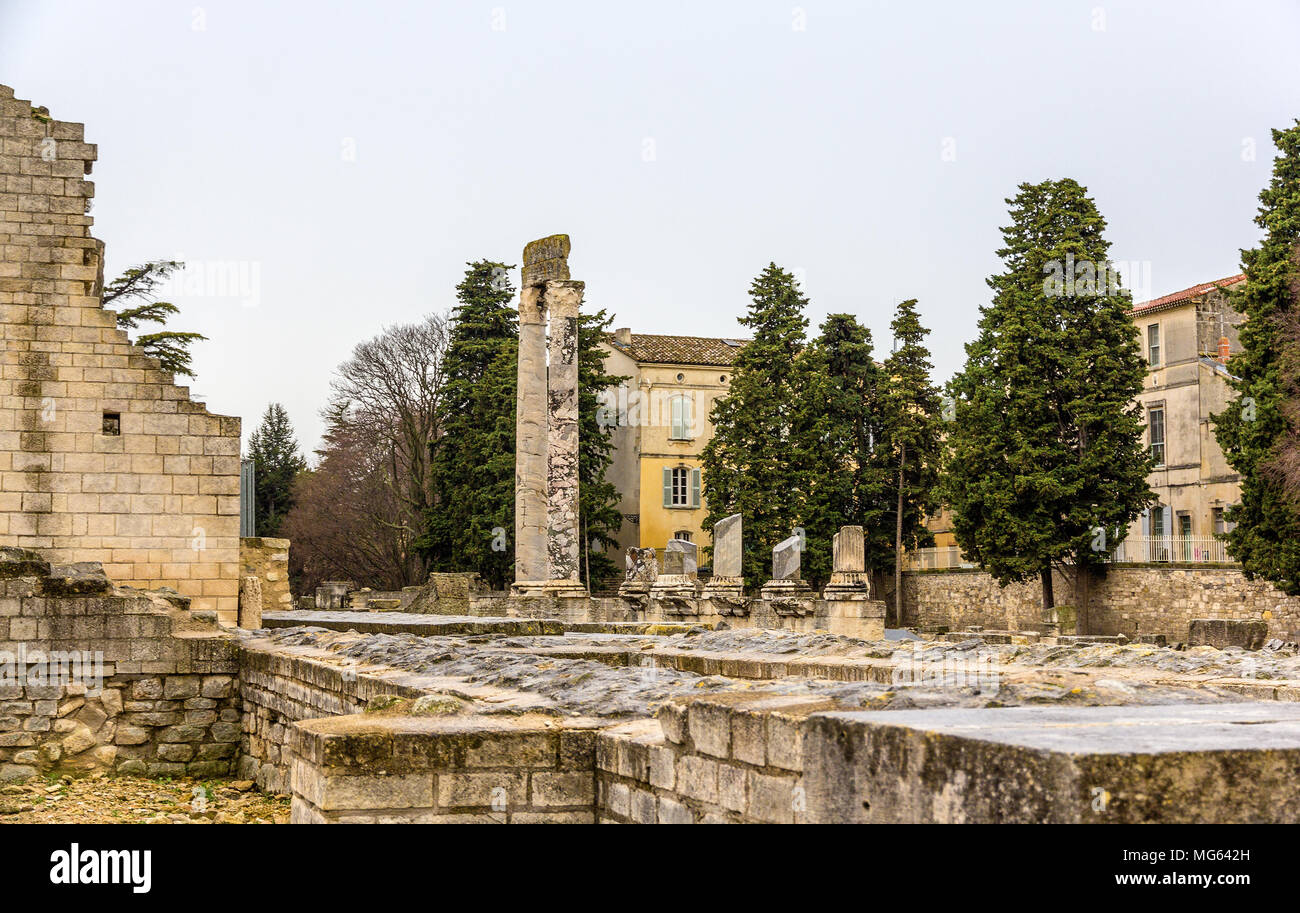 Ruins of roman theatre in Arles - UNESCO heritage site in France Stock ...
