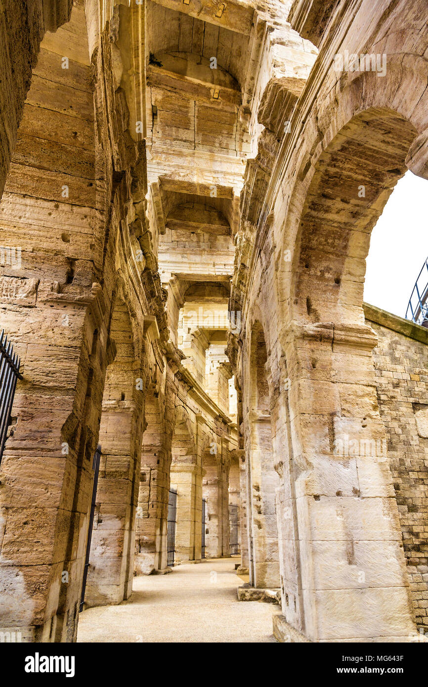 Roman amphitheatre in Arles - UNESCO world heritage in France Stock ...