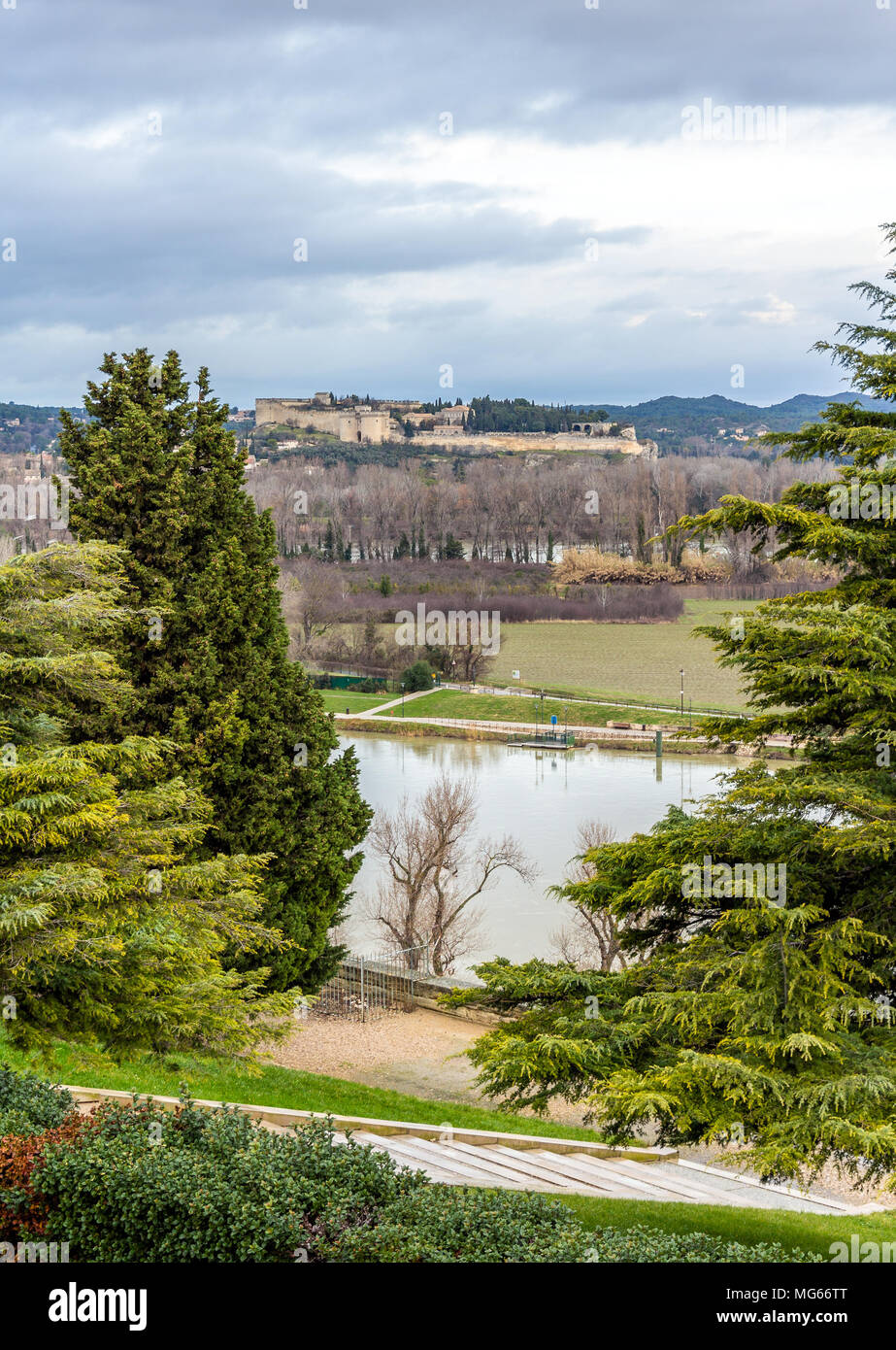 View of medieval Fort Saint-Andre from Avignon - France Stock Photo - Alamy