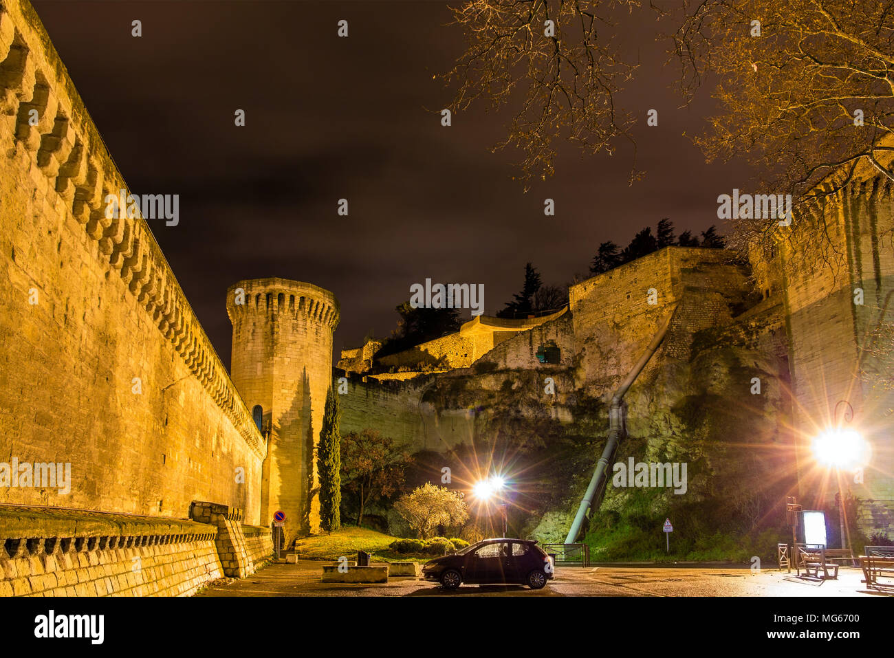 Defensive walls of Avignon, a UNESCO heritage site in France Stock ...