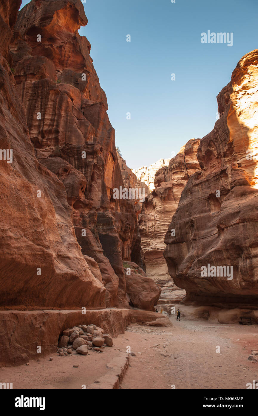 Canyon of Petra (Rose City), Jordan. Petra is one of the New Seven ...