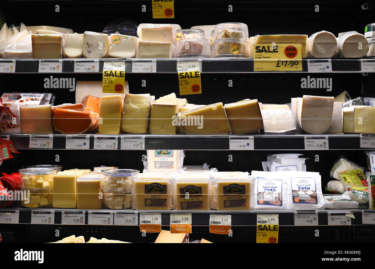 A view of cheese in a Whole Foods Market shop in London Stock Photo - Alamy