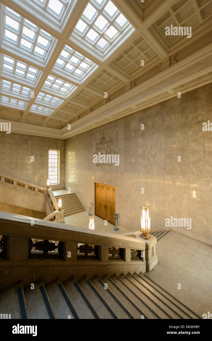 The entrance hall and staircase of the National Museum in Tokyo, Japan ...