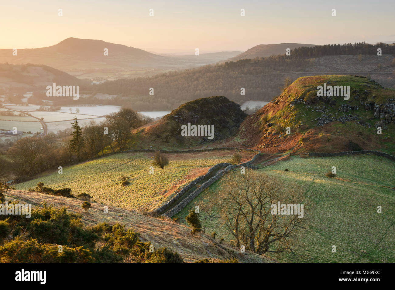 Countryside view from Hatterall Hill towards Skirrid Fawr in the Brecon ...