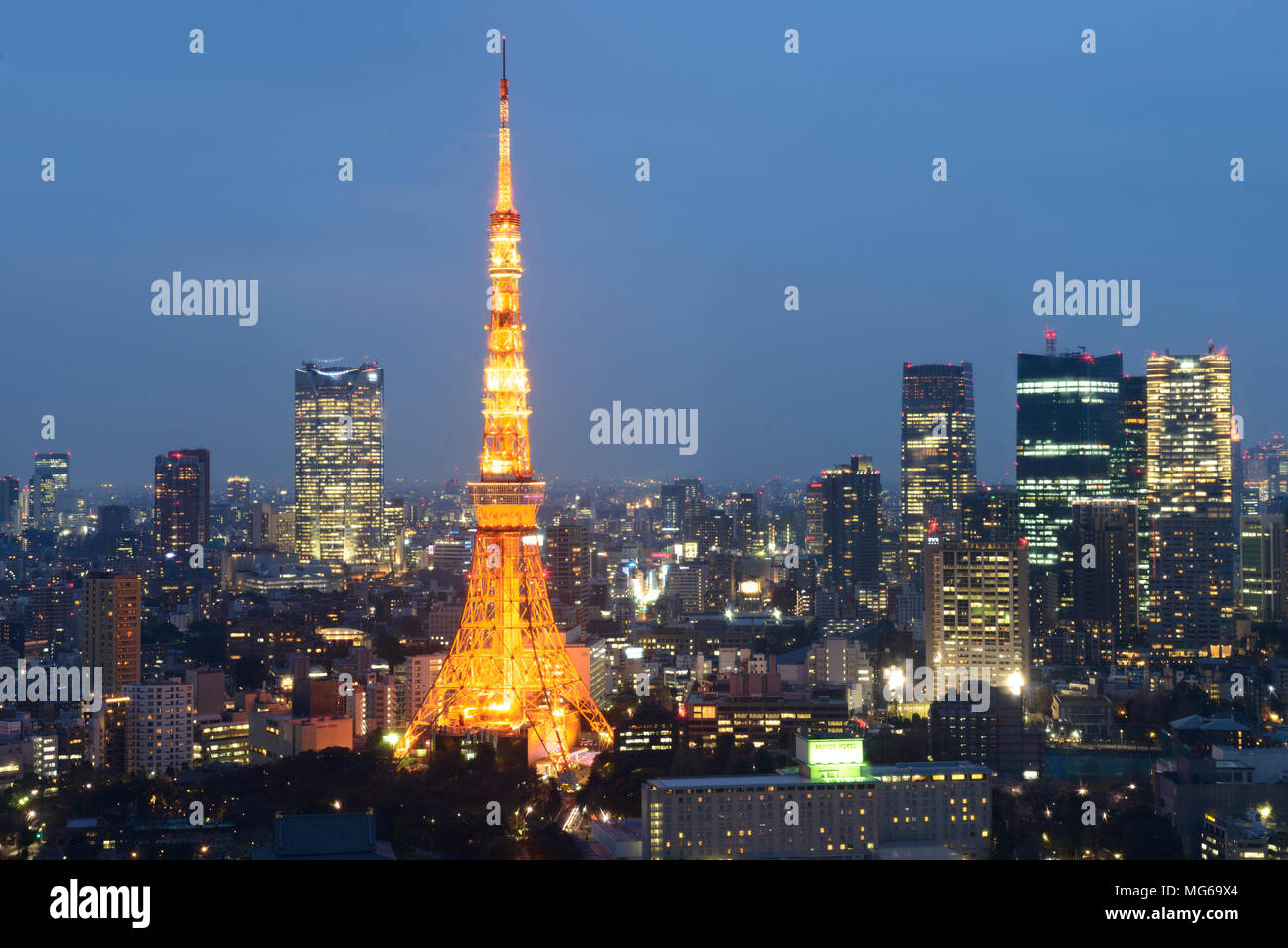 Tokyo Tower, the second tallest structure in Japan, illuminated at ...