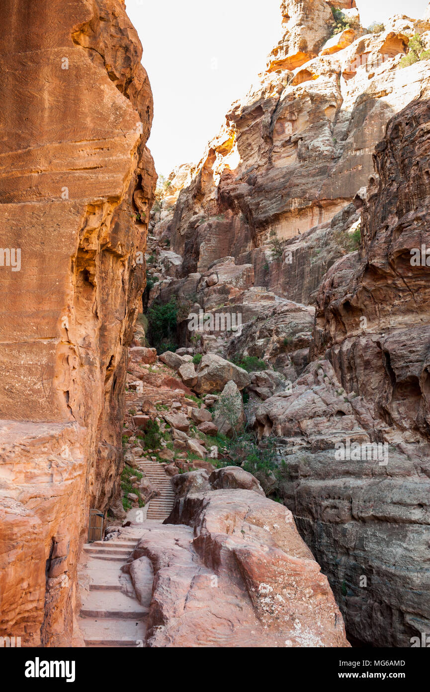 Beautiful red rock formations in Petra (Rose City), Jordan. Petra is ...