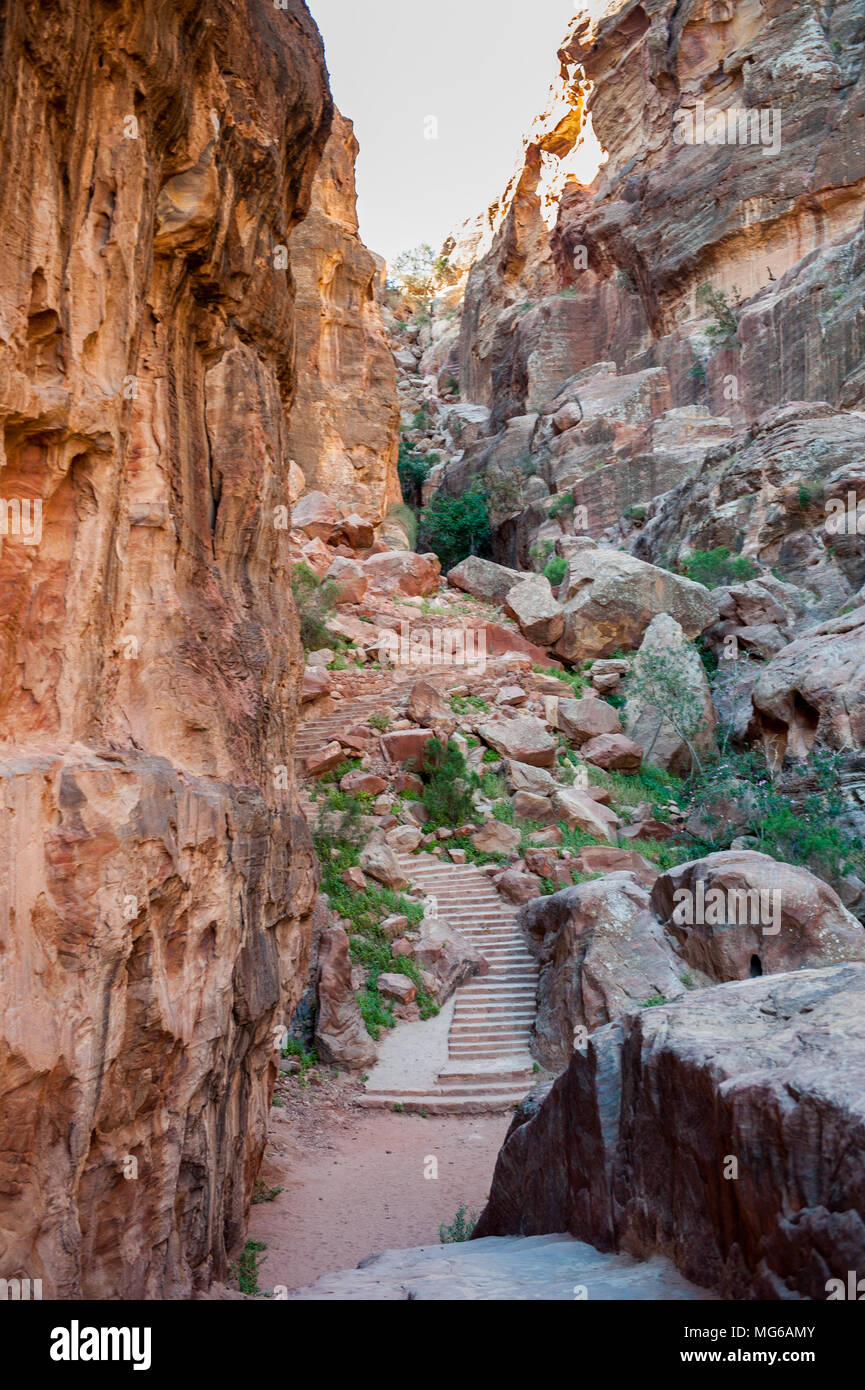 Beautiful red rock formations in Petra (Rose City), Jordan. Petra is ...