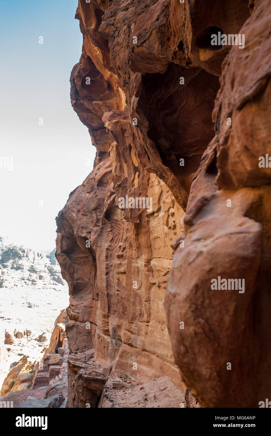 Beautiful red rock formations in Petra (Rose City), Jordan. Petra is ...