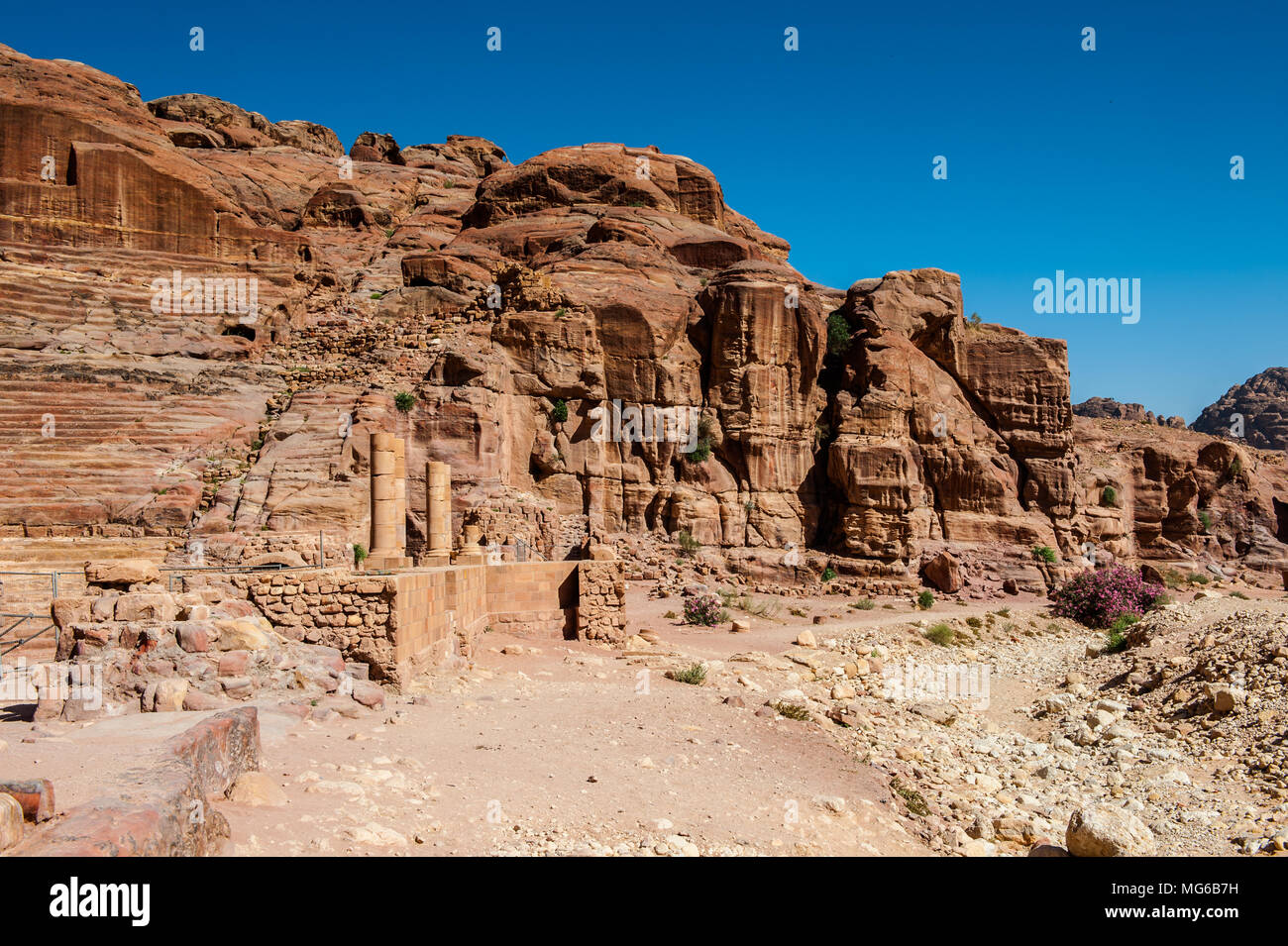 Nature, rocks, mountains and panorama of Petra, Jordan. Petra is one of ...
