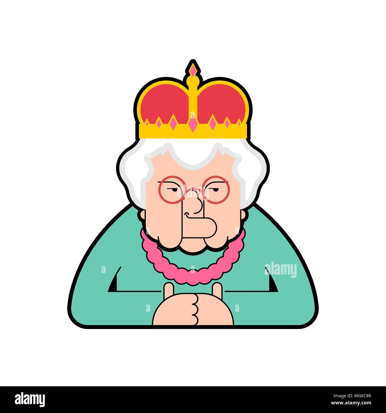 Queen isolated. Boss old lady in crown. Vector illustration Stock ...