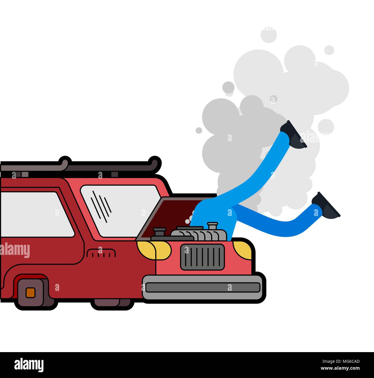 Cartoon of man fixing car hi-res stock photography and images - Alamy