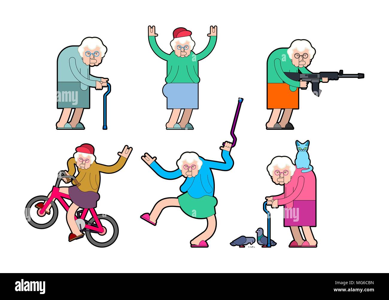 Cheerful aged lady in Stock Vector Images - Alamy