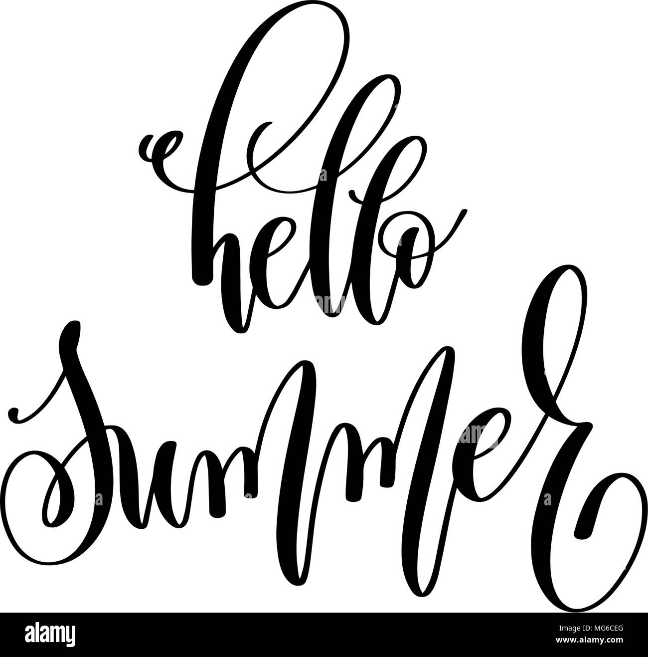 Summer vector design hello Black and White Stock Photos & Images - Alamy