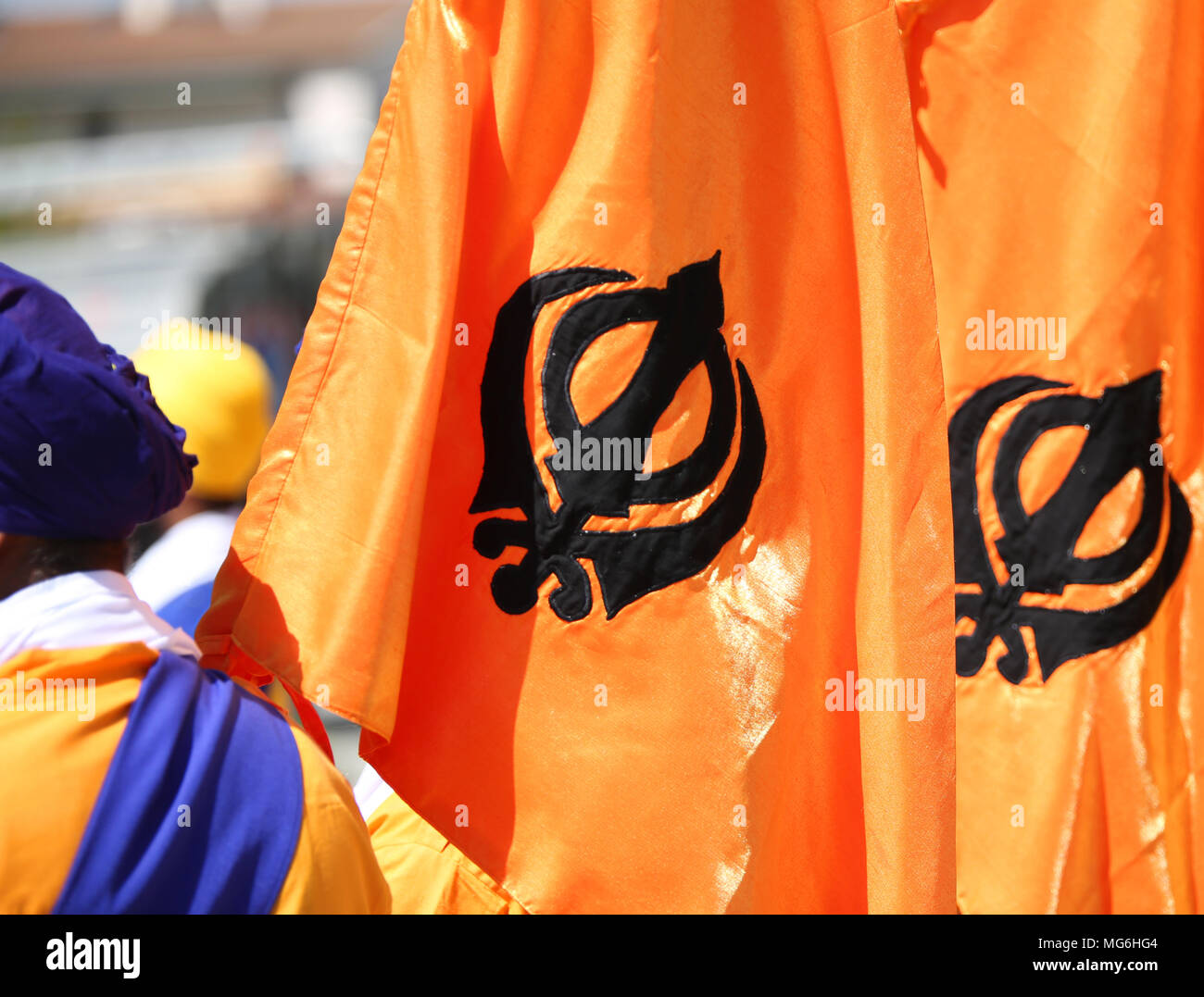 Orange flag symbol hindu religion hi-res stock photography and images ...