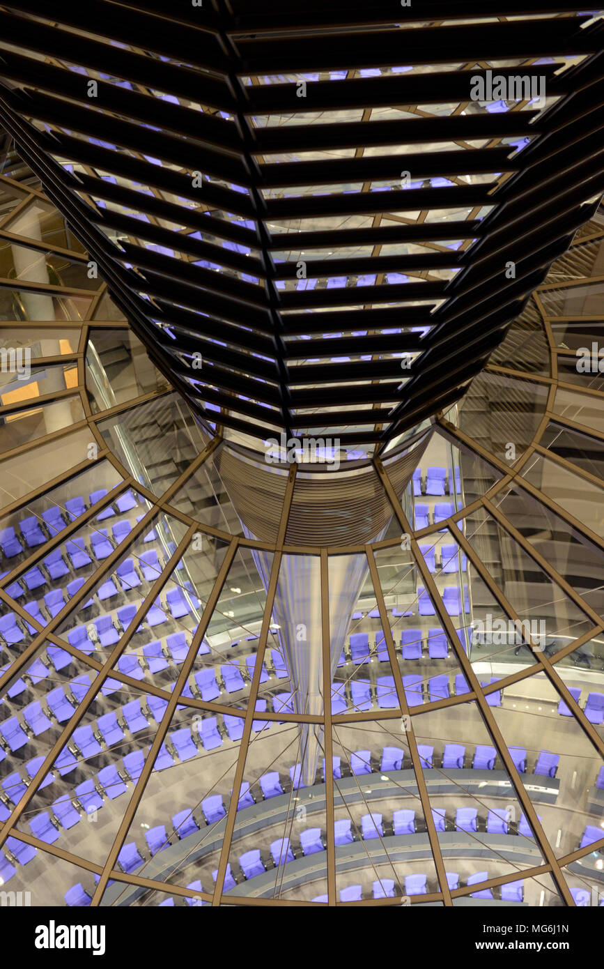 Modern glass dome structure at Reichstag Building, Berlin, at night by ...
