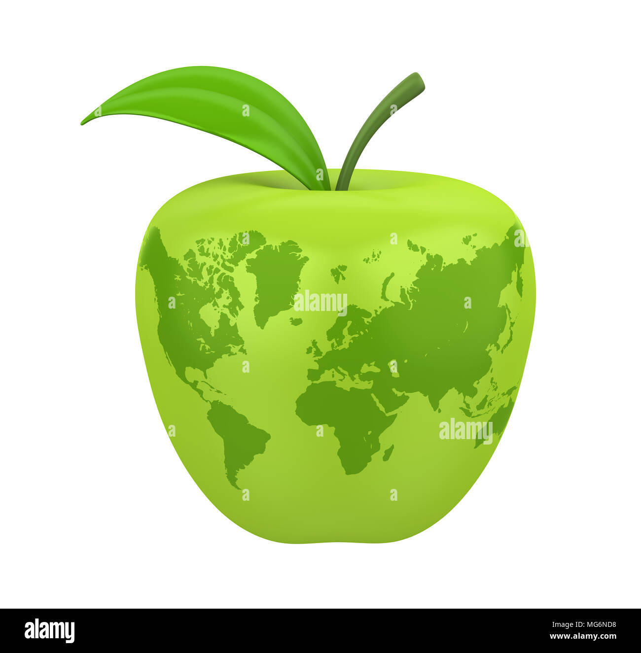 Apple with World Map Isolated Stock Photo - Alamy